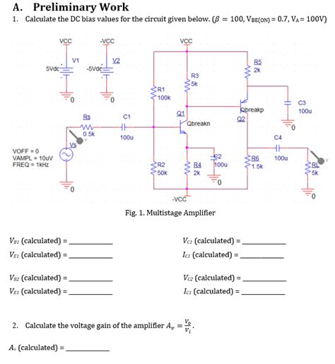 Solved A Preliminary Work Calculate The DC Bias Values Chegg Com
