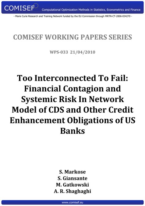 Pdf Too Interconnected To Fail Financial Contagion And Systemic Risk