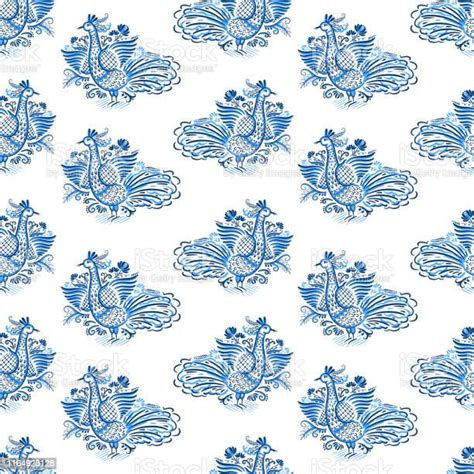 민속 모티프 Gzhel 장식 전통적인 러시아어 장식 그림입니다 흰색과 파란색 0명에 대한 스톡 벡터 아트 및 기타 이미지 0명 꽃 나무 꽃 식물 Istock