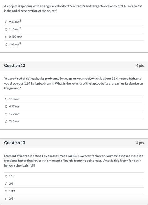 Solved An Object Is Spinning With An Angular Velocity Of Chegg