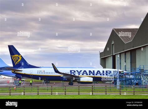 St Athan Wales November 2022 Ryanair Boeing 737 Parked Outside The