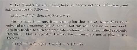 Solved Let S ﻿and T ﻿be Sets Using Basic Set Theory