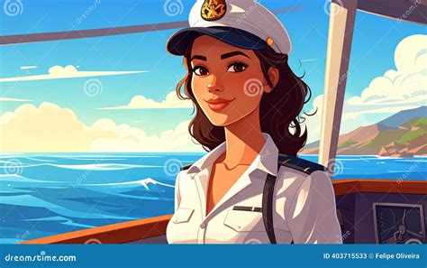 Girl With Captain Hat And Costume Vector Illustration Cartoondealer