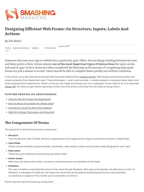designing efficient web forms on structure inputs labels and