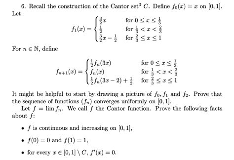 Solved Recall The Construction Of The Cantor Set C Chegg Com