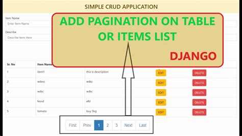 Add Pagination On Table Or List Items In Django Youtube
