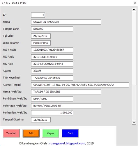 Aplikasi Penerimaan Peserta Didik Baru Ppdb Versi Excel 02 Ruang Excel