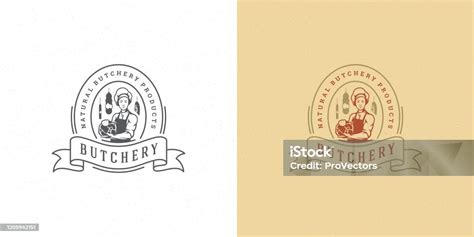 정육점 벡터 일러스트 요리사 들고 고기 실루엣 좋은 용 농부 또는 레스토랑 배지 인장에 대한 스톡 벡터 아트 및 기타 이미지
