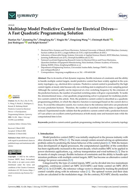 Pdf Multistep Model Predictive Control For Electrical Drives—a Fast