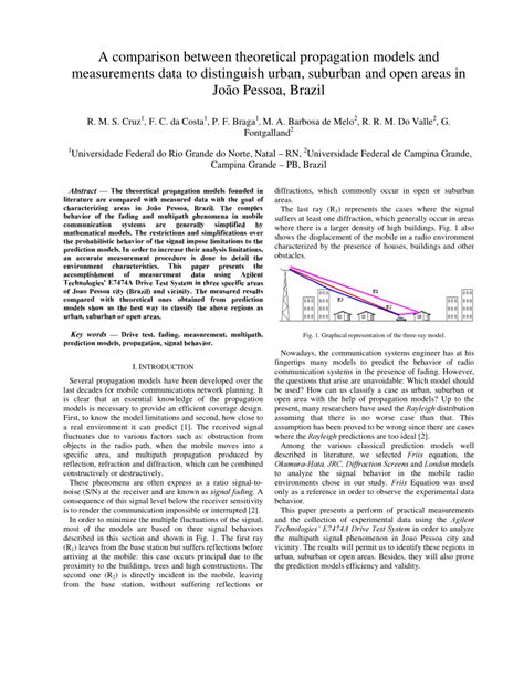 pdf a comparison between theoretical propagation models and