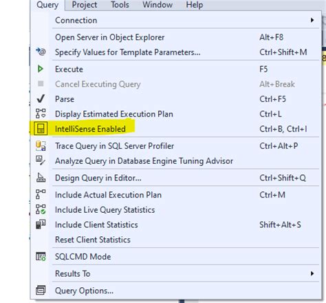 T Sql Sql Server Intellisense Is Not Working Database Administrators Stack Exchange