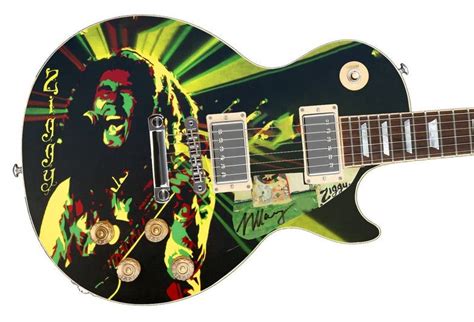 Ziggy Marley Graphics Les Paul Style Guitar W Custom Made Signed