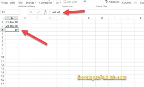 How To Subtract Two Dates In Excel Developer Publish