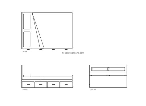 Modern Twin Bed Free Cad Drawings