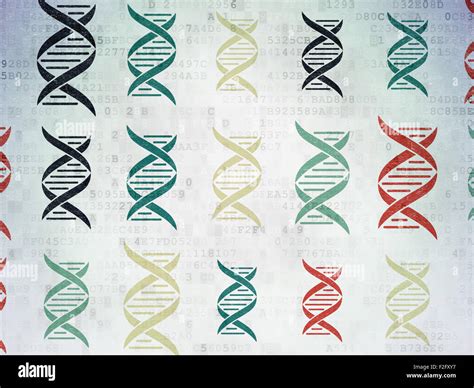 Science Concept DNA Icons On Digital Paper Background Stock Photo Alamy