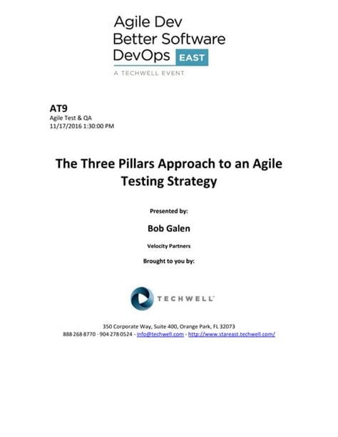 the three pillars approach to an agile testing strategy pdf