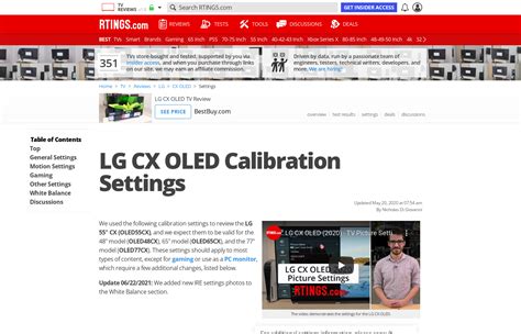 LG CX OLED Calibration Settings RTINGS Com