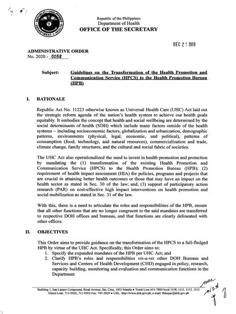 Guidelines On The Transformationof The Health Promotion And Communication Service Hpcs To The