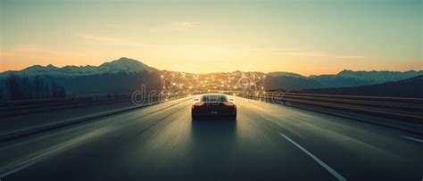 Autonomous Self Driving Vehicle Using Artificial Intelligence On Country Road Stock Image
