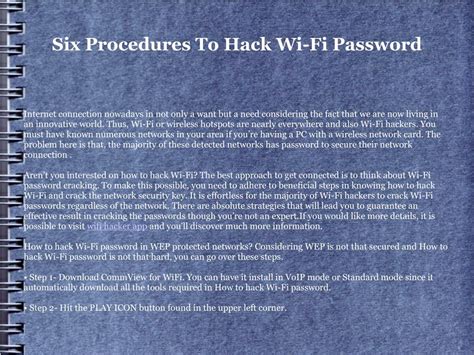 PPT Basic Steps In Hacking Wi Fi Password PowerPoint Presentation Free Download ID