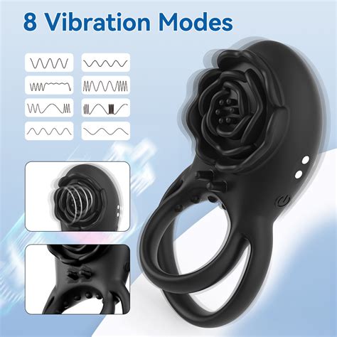 Vibrating Cock Ring With Rose Shape Design Clitoral Stimulator Penis