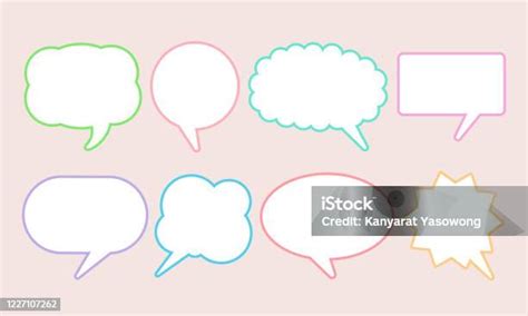 파스텔 색상의 세트는 거품 텍스트 채팅 상자 메시지 상자 개요 만화 벡터 일러스트 디자인 생각 기호 기호의 풍선 낙서 스타일입니다 개체 그룹에 대한 스톡 벡터 아트 및 기타