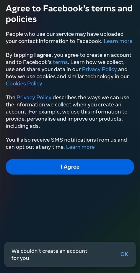 I Can Not Create A New Account Rfacebook