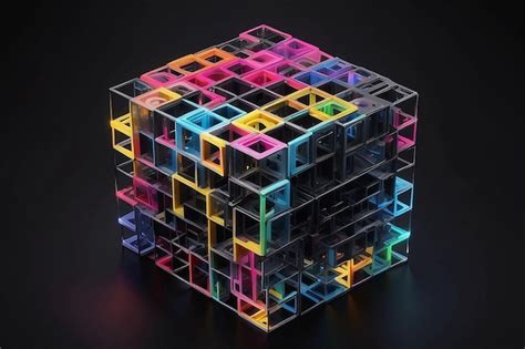 Premium Photo Digital Generated Image Of Abstract Cubic Connections Into Big Ai Multicoloured