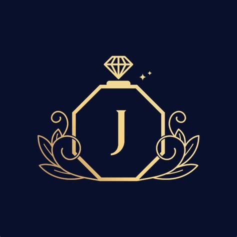 벡터 프리미엄 고급스러운 향수 로고 J 프리미엄 벡터