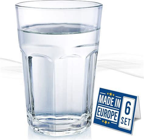 Crystalia Drinking Glasses Set Of 6 Tall Glasses 360ml European Glass