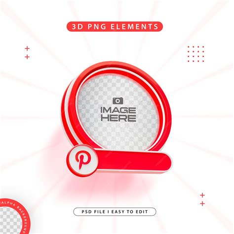 Круглый профиль 3D-кадра для Pinterest в социальных сетях изолирован ...