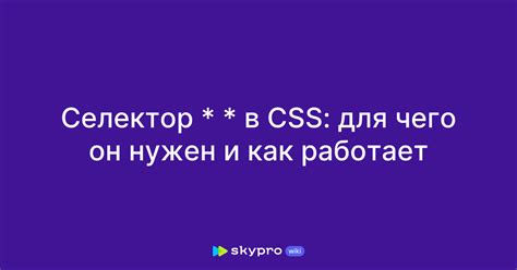 Селектор в Css для чего он нужен и как работает