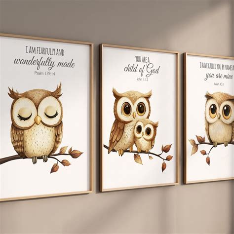 Owl Scripture Wall Art Etsy