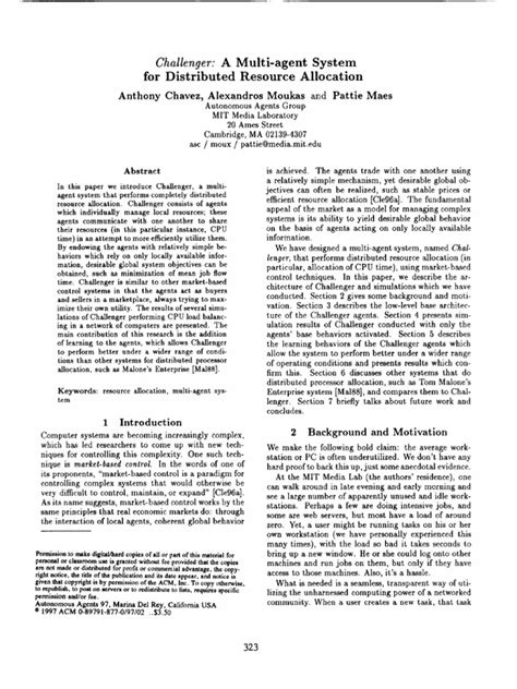challenger a multi agent system for distributed resource allocation pdf