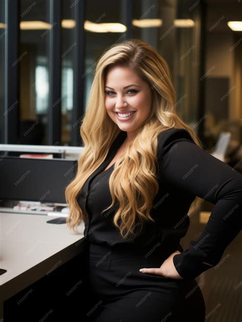 Premium Ai Image A Woman With Long Blonde Hair Sitting At A Desk
