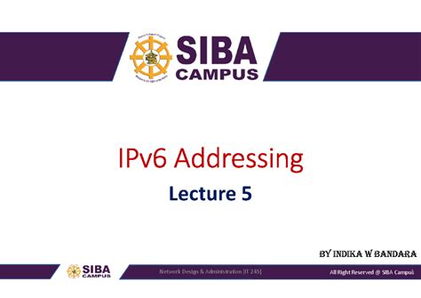 Lecture 05 Ipv6 Addressing Ipv 6 Addressing Lecture 5 By Indika W Bandara Network Design