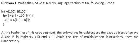 Solved Problem 1 Write The Risc V Assembly Language Version