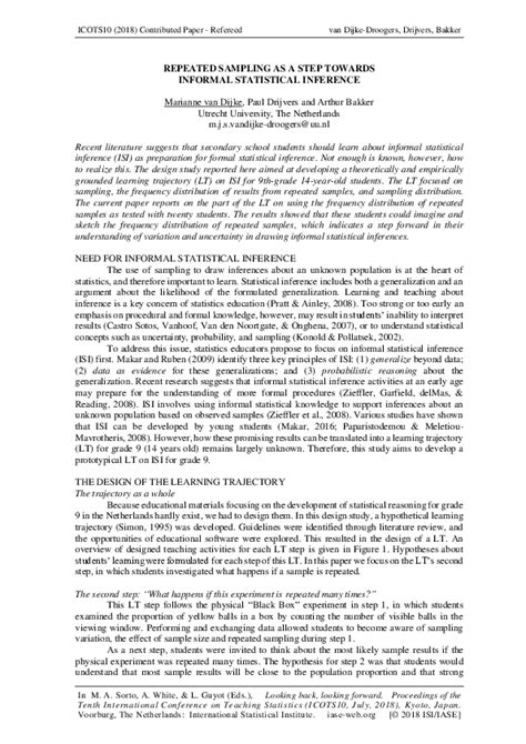 Pdf Repeated Sampling As A Step Towards Informal Statistical