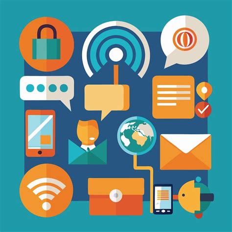 Flat Design Icons On Blue Background Premium Ai Generated Vector