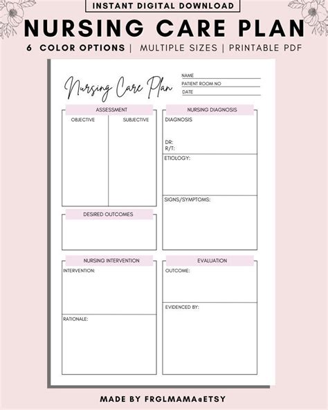 Blank Care Plan Templates For Nursing Fanny Printable