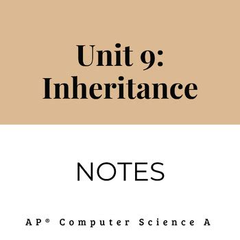 Unit 9 Inheritance AP Computer Science A Notes By Faith Formulas