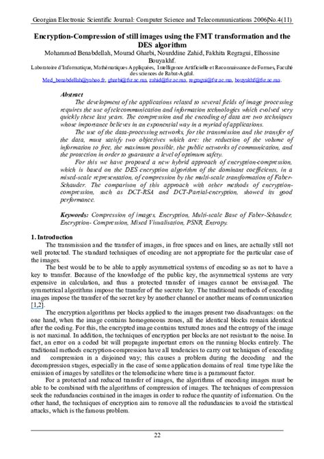 Pdf Encryption Compression Of Still Images Using The Fmt