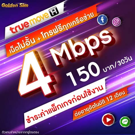 ซิมเทพทรู True เล่นเน็ต 4 Mbps ไม่อั้น ไม่ลดสปีด โทรทุกเครือข่าย นาน 12 เดือน ใช้ True Wifi