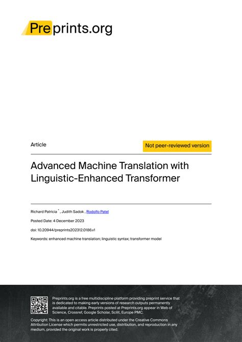 Pdf Advanced Machine Translation With Linguistic Enhanced Transformer