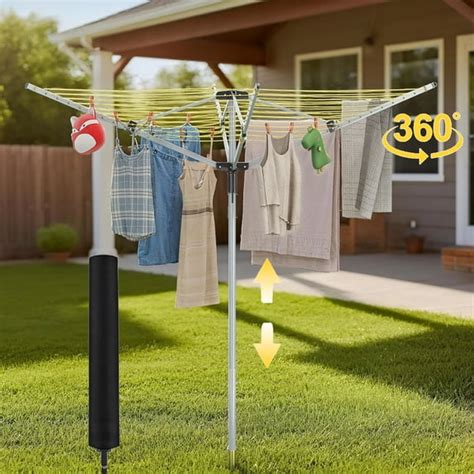Qunbio Rotary Umbrella Drying Rack 12 Lines With 165 Ft Drying Space