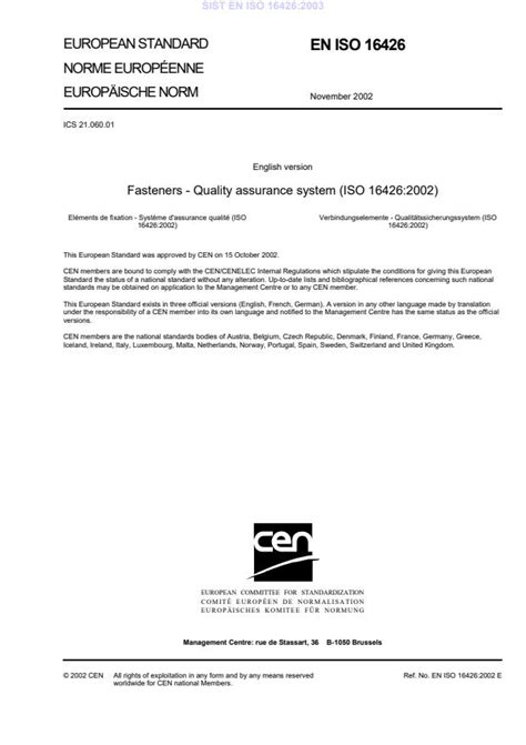 EN ISO Fasteners Quality Assurance System ISO