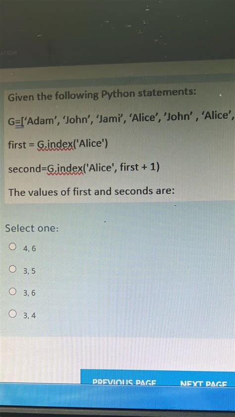 Solved Given The Following Python Statements G” Adam