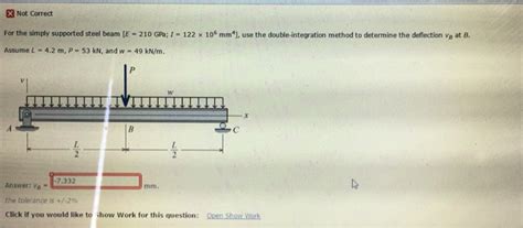 Solved For The Simply Supported Steel Beam E 210 Gpa I