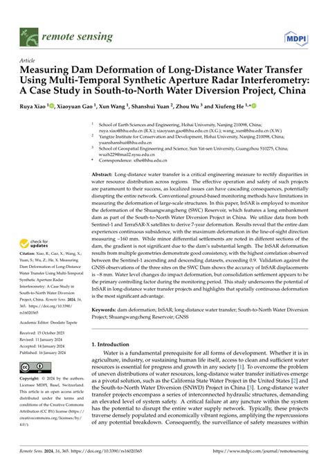 Pdf Measuring Dam Deformation Of Long Distance Water Transfer Using