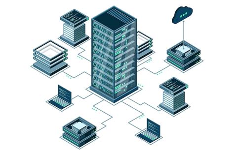 Premium Vector Computer Technology Isometric Illustration Computation Of Big Data Center Cloud